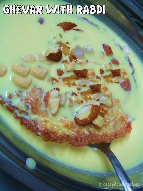 EASY2COOK RECIPES: RAJASTHANI MINI GHEVAR WITH RABDI