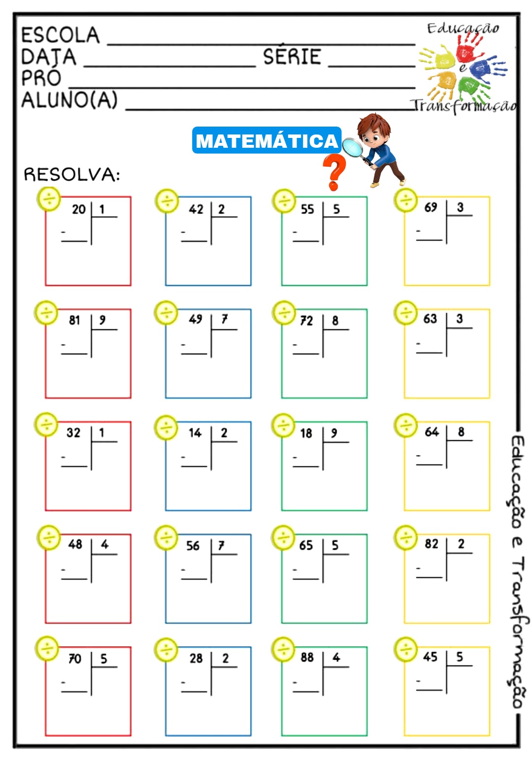 Blog Educação e Transformação: 👍Matemática: divisão