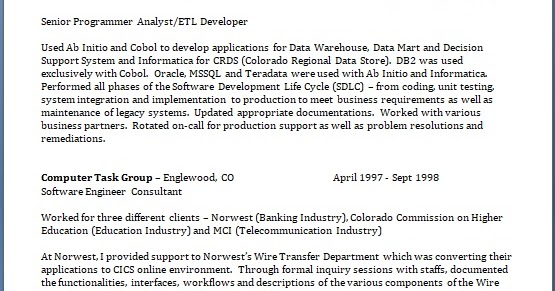 Mainframe Cobol Programmer Analyst Sample Resume Format in Word Free ...