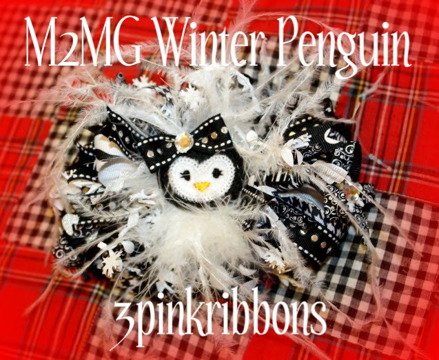 3pinkribbons: M2MG WInter Penguin 7 inch Over The TOP Loopy Hair Bow