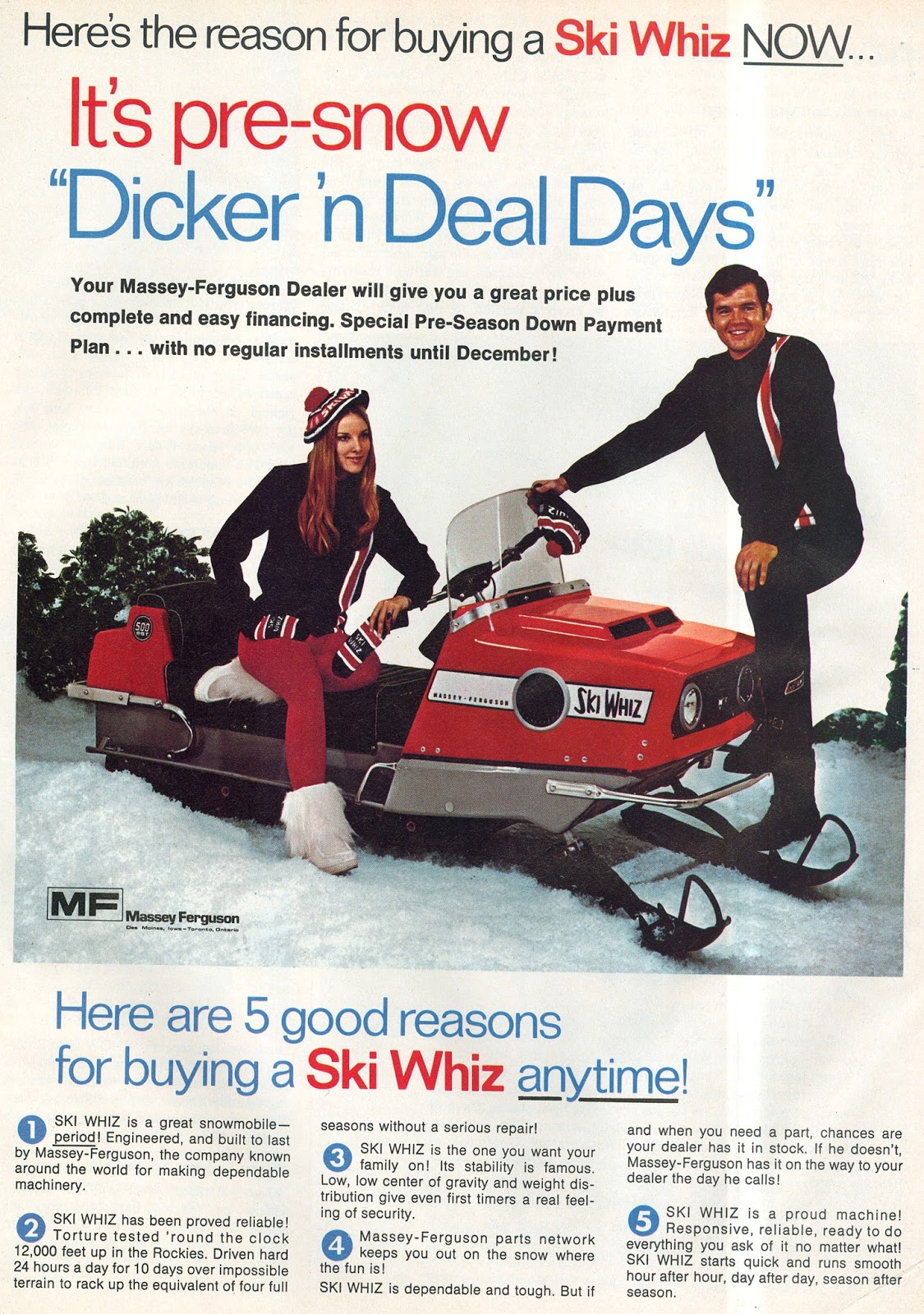 CLASSIC SNOWMOBILES OF THE PAST: 1972 SKIWHIZ SNOWMOBILE ADVERTISEMENT