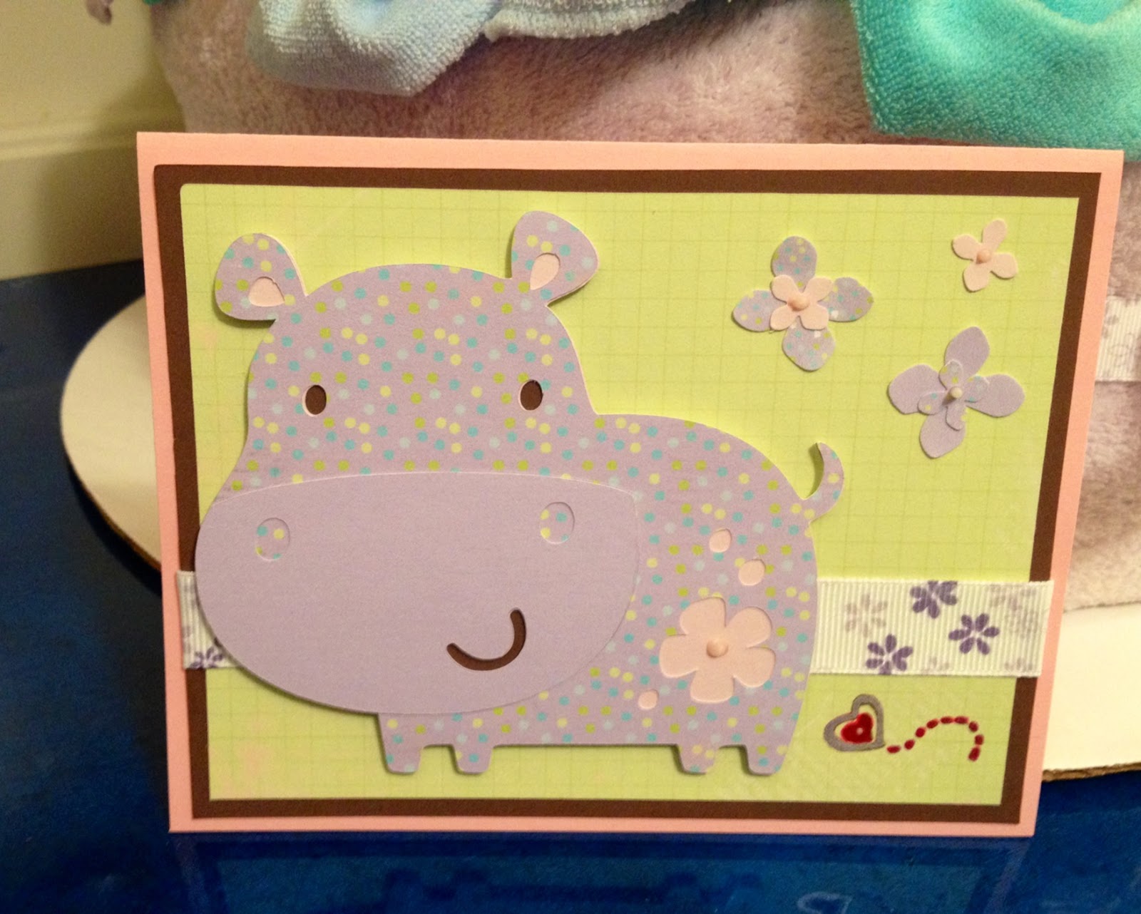 ~ Marilyn's Diaper Castle ~: Hippo Diaper Cake with Matching Card