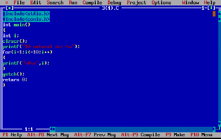 C Program To Print 10 Natural Numbers C Program To Print 10 Natural Numbers