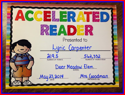 Classroom Freebies Too: Accelerated Reader Award Freebie