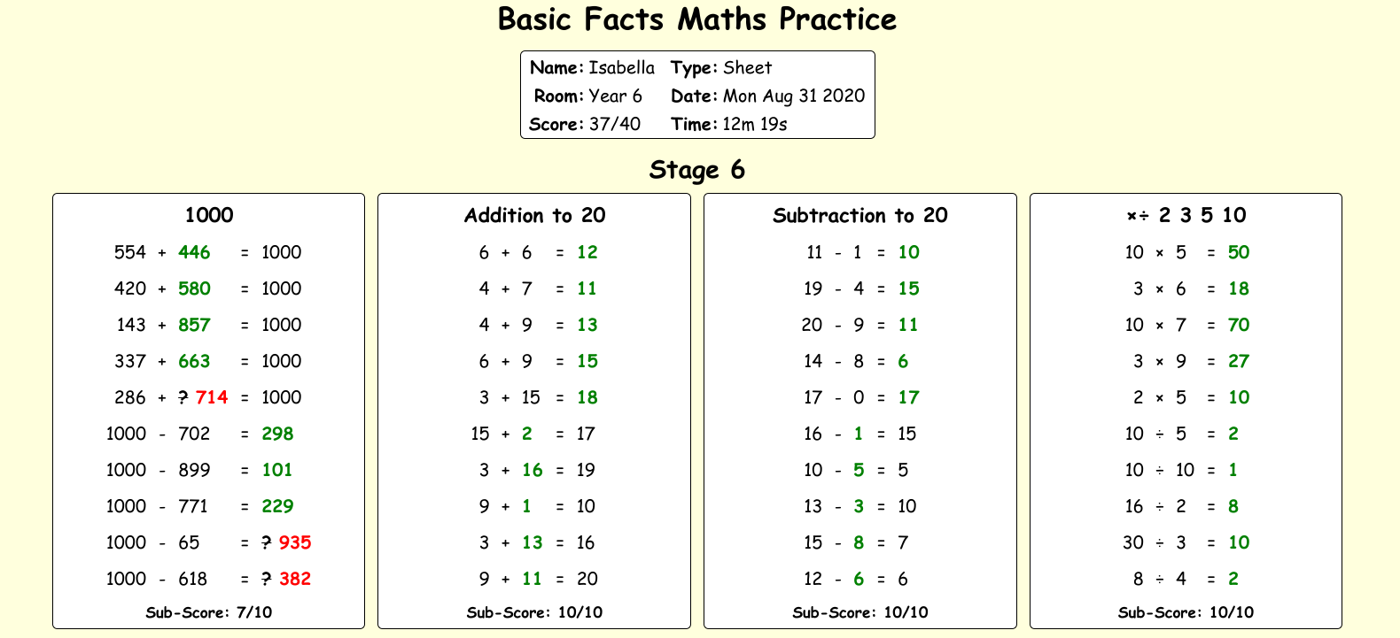 Isabella: Basic Facts Learning | Prototec