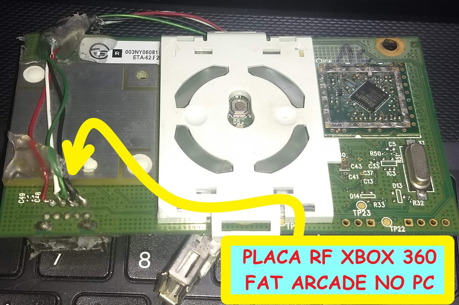 Esquema das placas RF de Xbox 360 Slim, Super Slim e FAT/ Arcade para utilizar o Joystick no ...