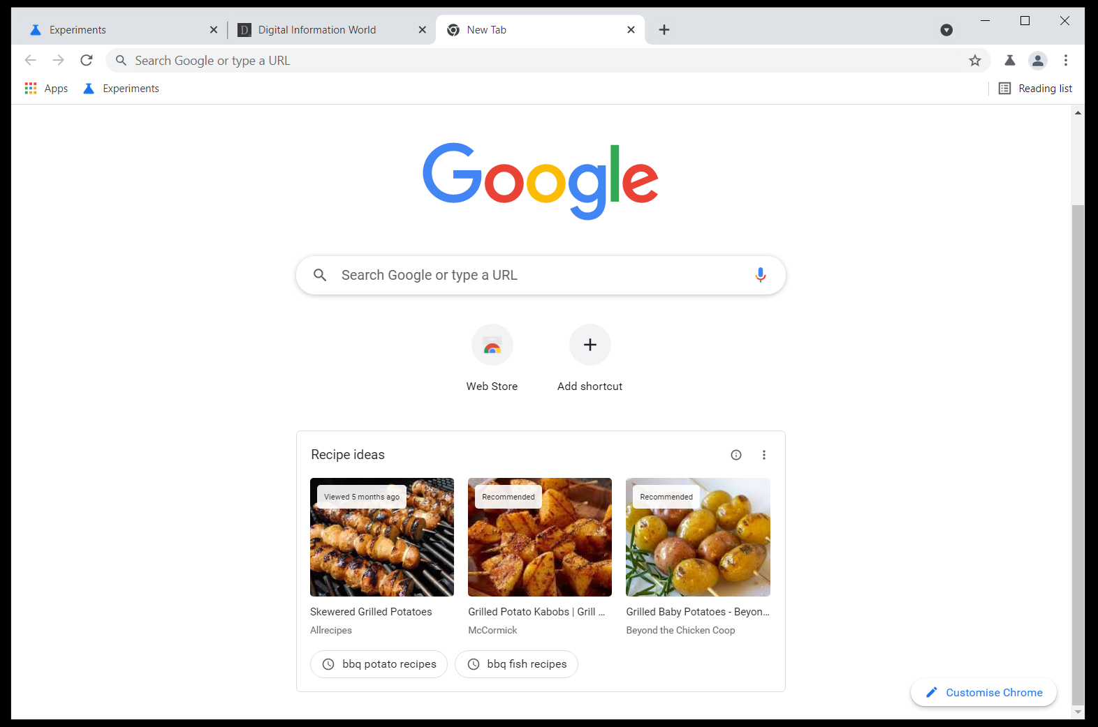 Chrome's New Test Is Showing Recent Google Searches in New Tabs