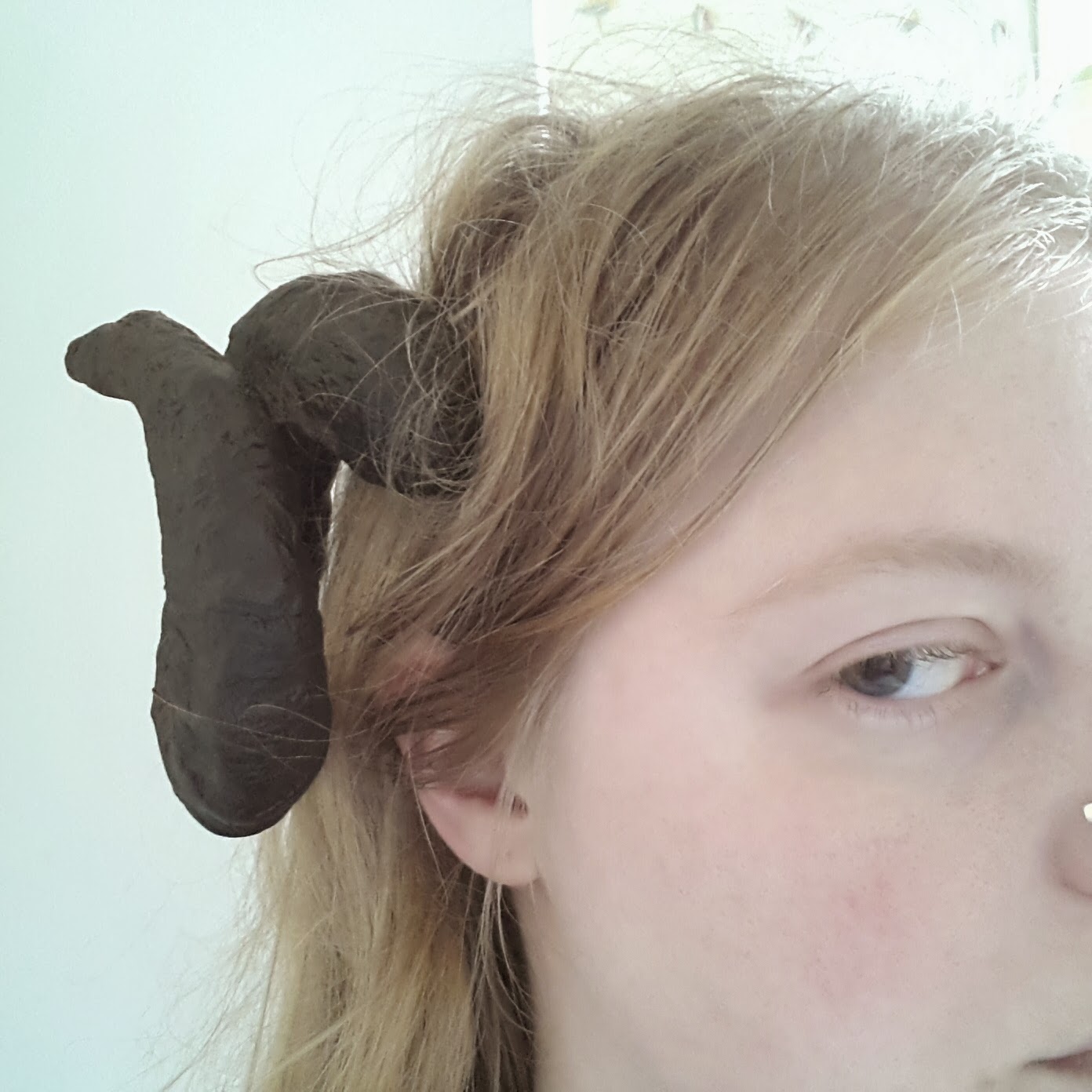 Paper mache devil horns: finished