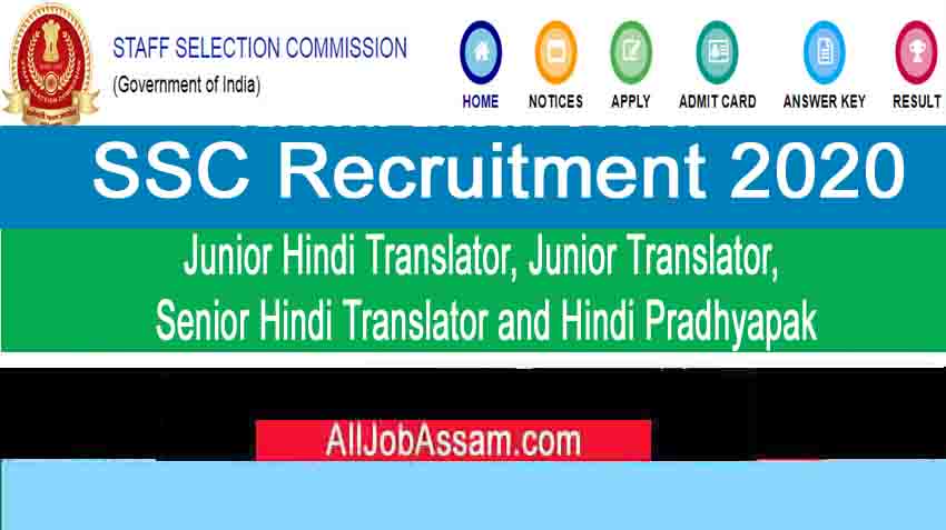 SSC Recruitment 2020- Apply Online 283 JHT, Jr Translator & SHT Posts