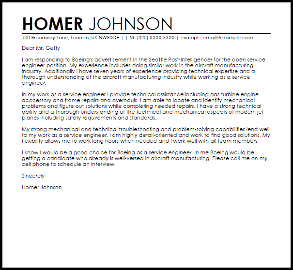 Boeing Cover Letter ~ Certificate Letter