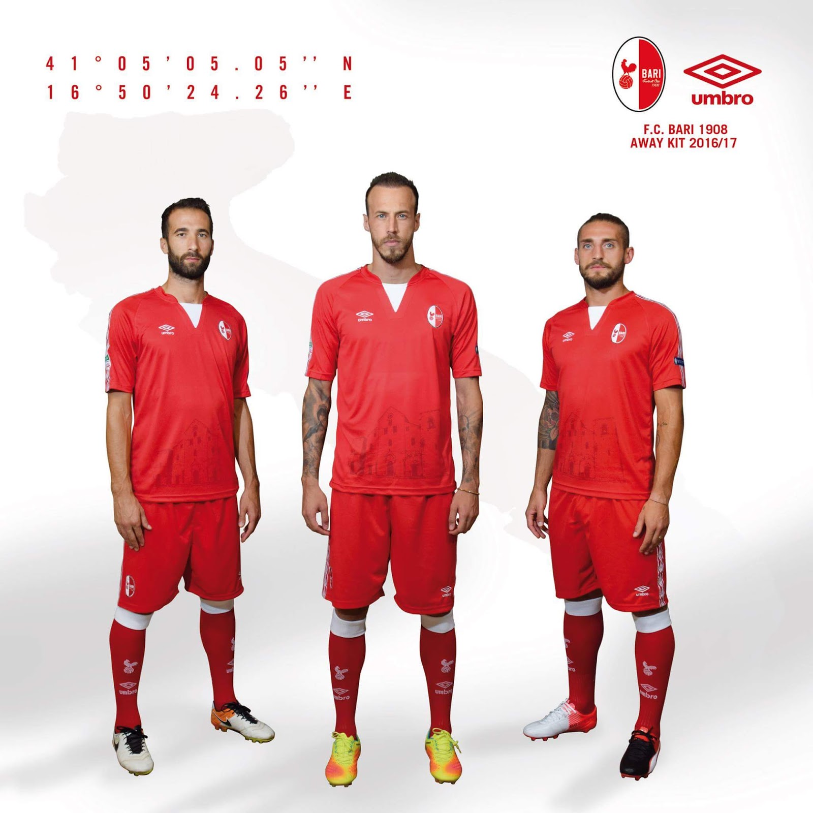 Umbro Bari 16-17 Home, Away and Third Kits Released + New Logo Revealed - Footy Headlines