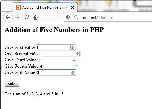 Free Programming Source Codes And Computer Programming Tutorials Addition Of Five Numbers In Php