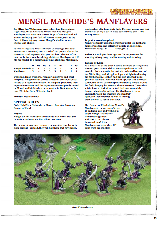 Warhammer Fantasy Battles 6th Edition Characters/Special Rules: Mengil ...