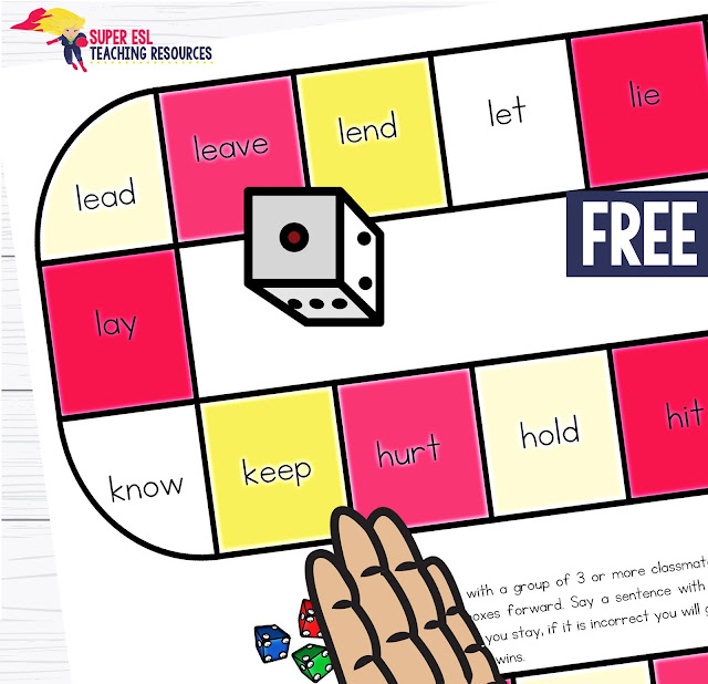 Super Easy No Prep Irregular Verbs Board Game for ESL Students