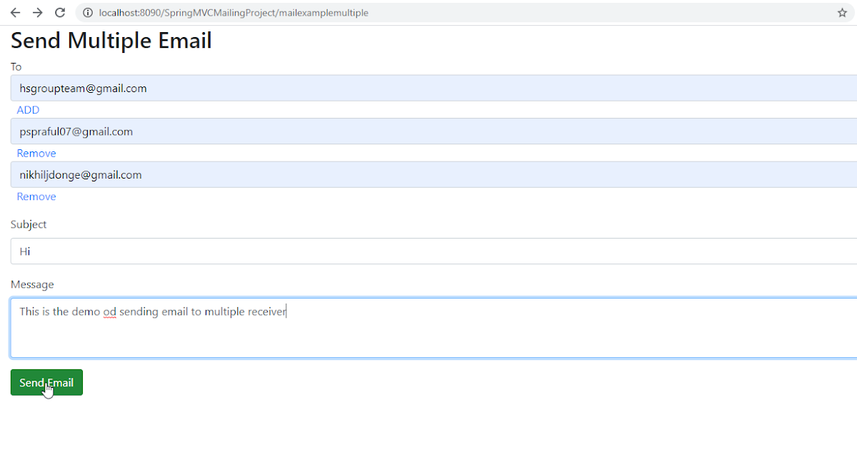 Sending Mail To Multiple User Sending Mail To Multiple User