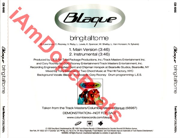 iAmDopeBeats Catalog: Blaque - Bring It All To Me [Promo CD Single]