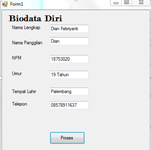 Tutorial Membuat Biodata dengan menggunakan Visual studio Tutorial Membuat Biodata dengan menggunakan Visual studio