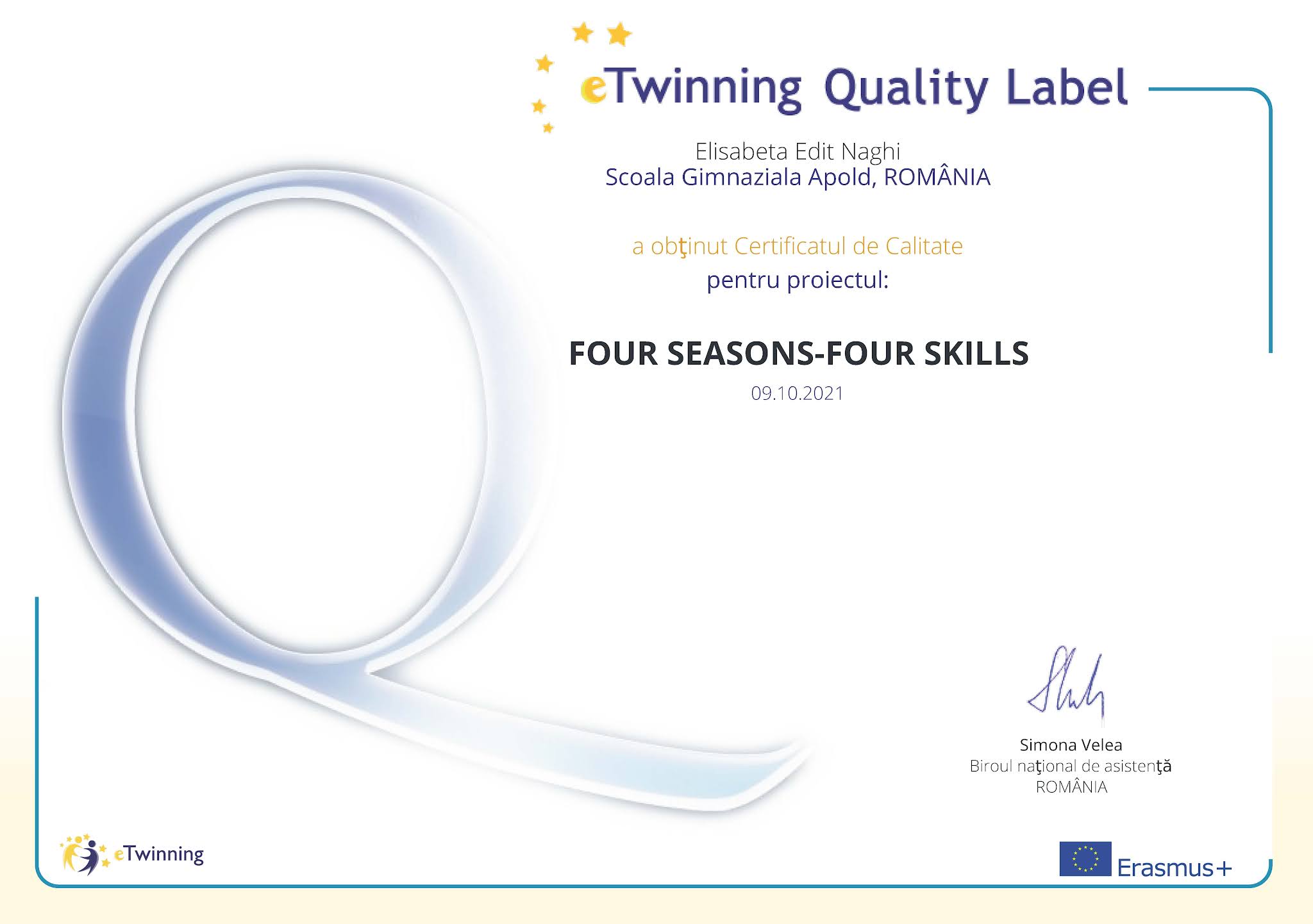 CLASA a IV a 2020-2021: eTwinning Quality Label + European Quality ...