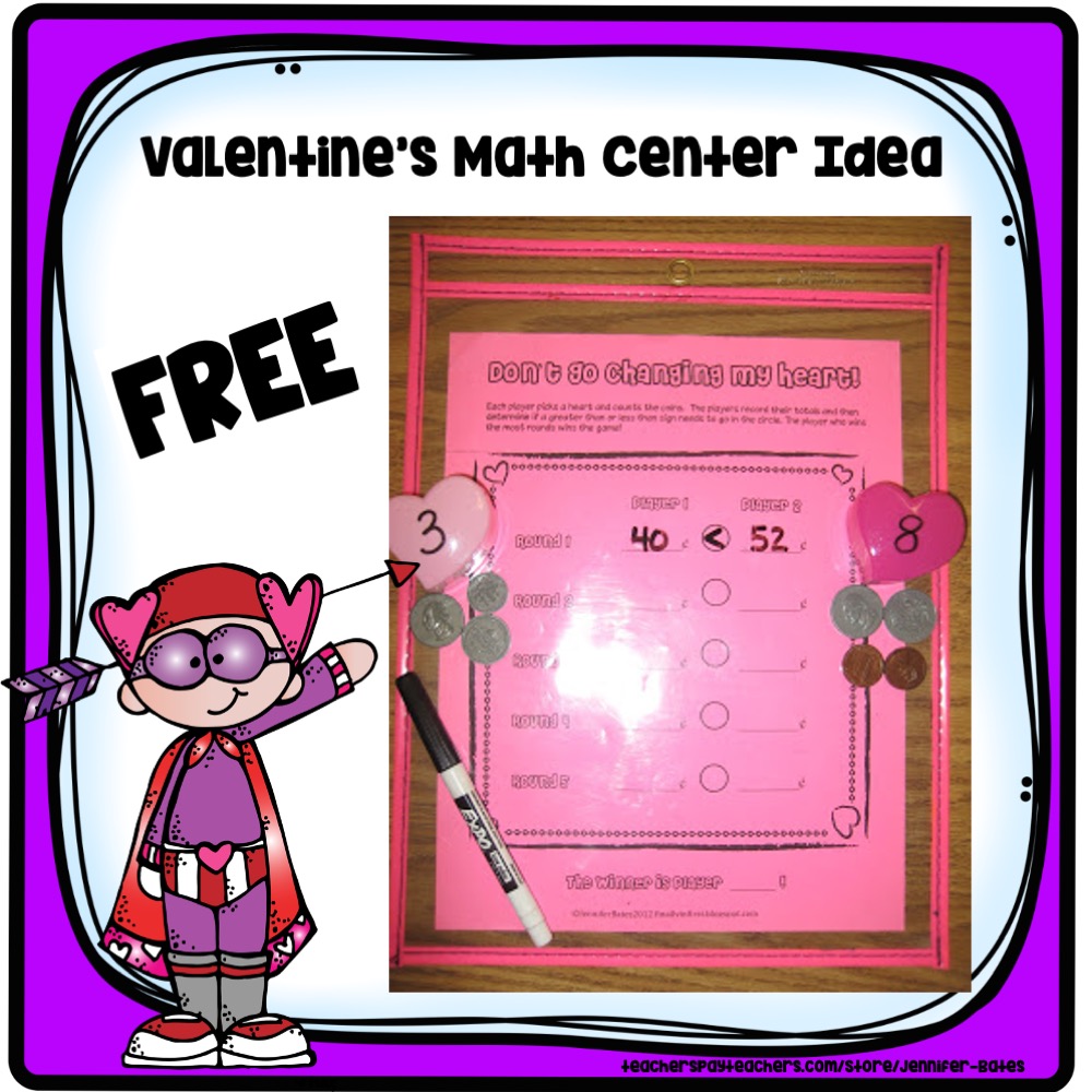 Finally in First: FREE Valentine's Day Easy Math Center Idea & Printable