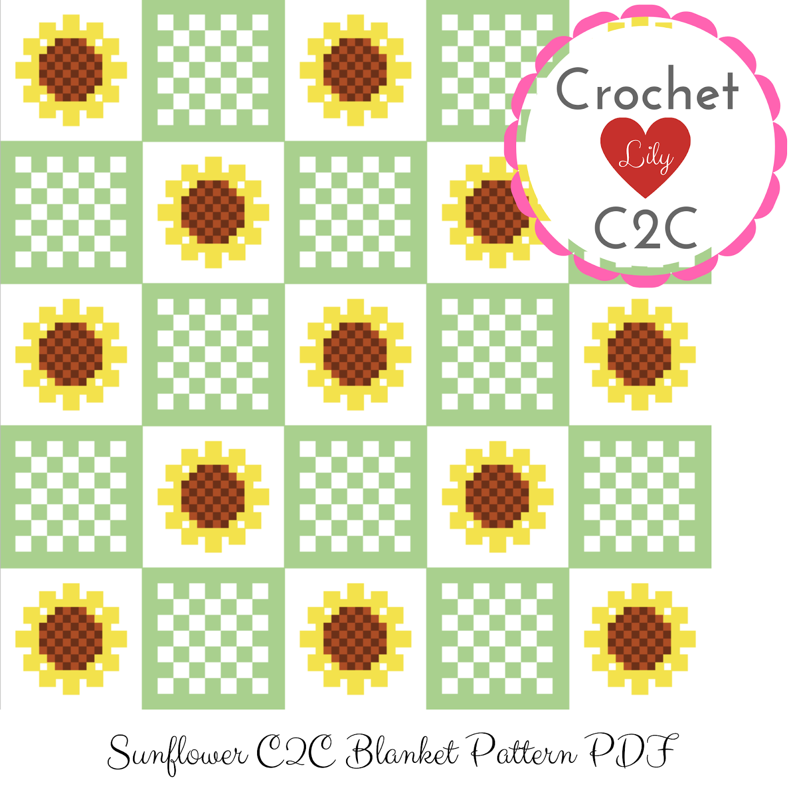 DIY Crochet Lily: [C2C Crochet] Sunflower C2C Crochet Coaster for Cup.