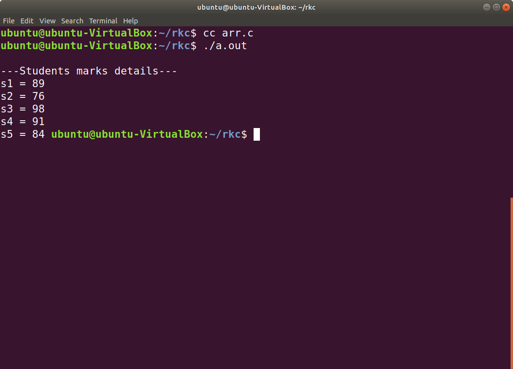 C Language Programming Program To Illustrate One Dimensional Array