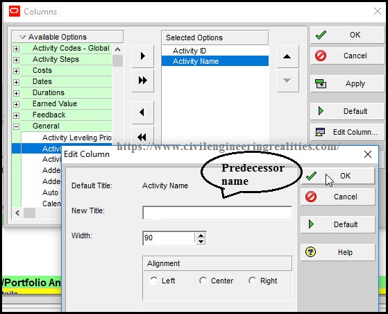 PRIMAVERA - How to add predecessors and successors in p-6?