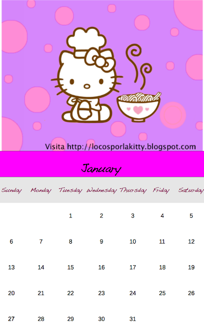 Hello Kitty's 2013 Calendar: January : Mad about Kitty