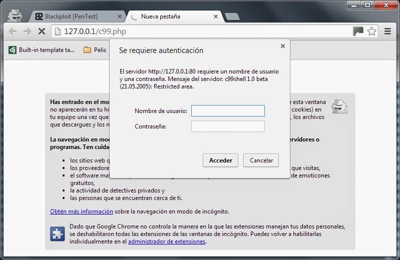 Backdoor en Shell C99.php (Bypass Password) ~ Blackploit [PenTest]