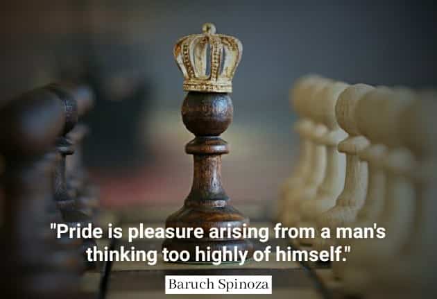 Pride is pleasure arising from a man's thinking too highly of himself.
