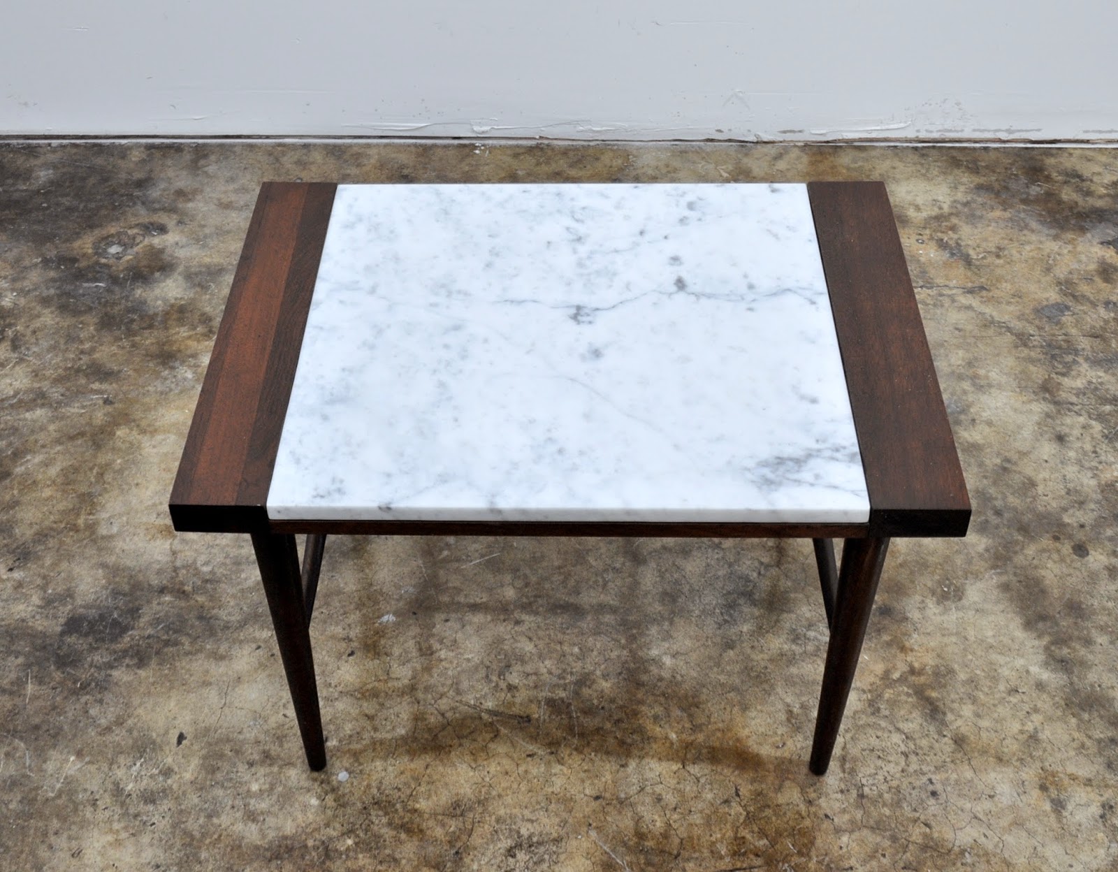 SELECT MODERN: Danish Modern Marble Top Side or End Table