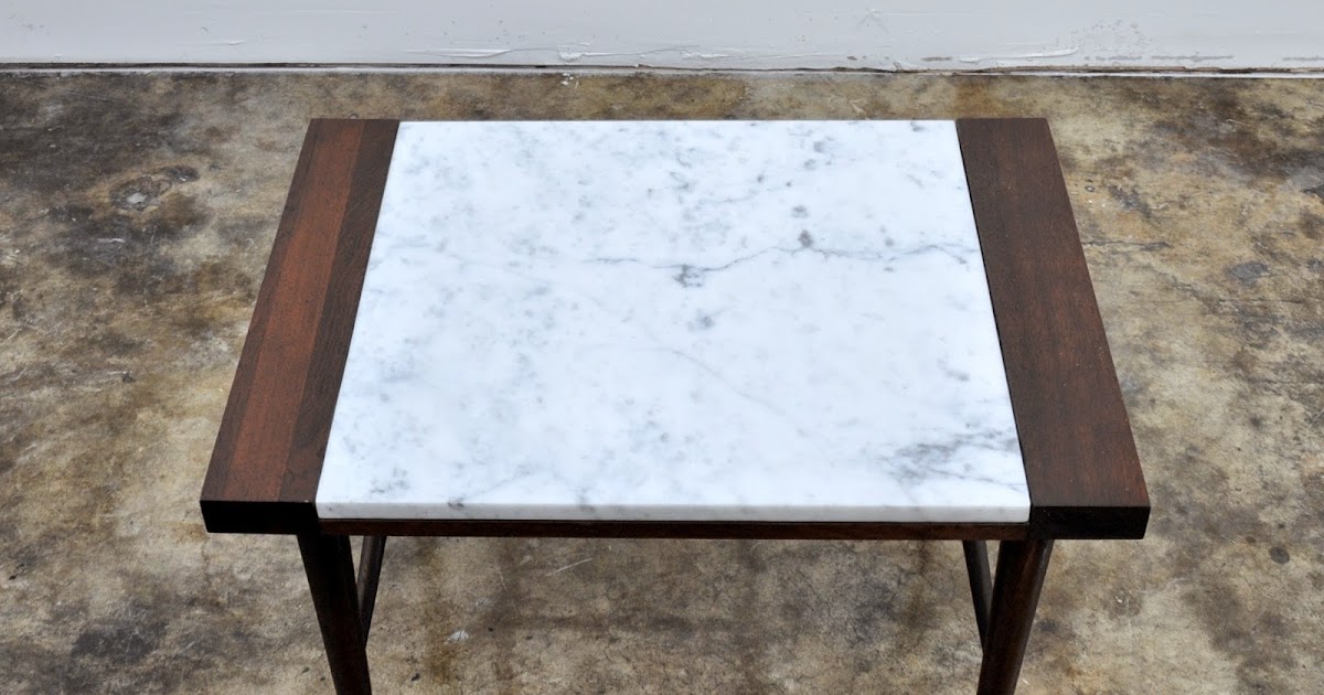SELECT MODERN: Danish Modern Marble Top Side or End Table