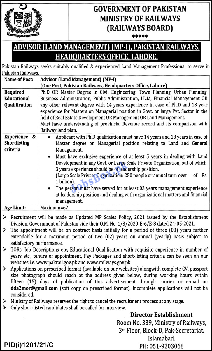 Pakistan Railways Jobs 2021 – PR Jobs Application Form – pakrail.gov.pk