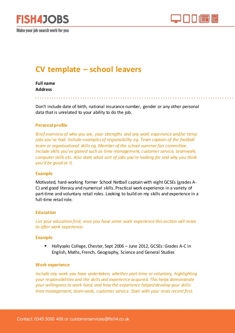 Cv Template School Leavers Uk Resume Example cv-template-school-leavers-uk-resume-example