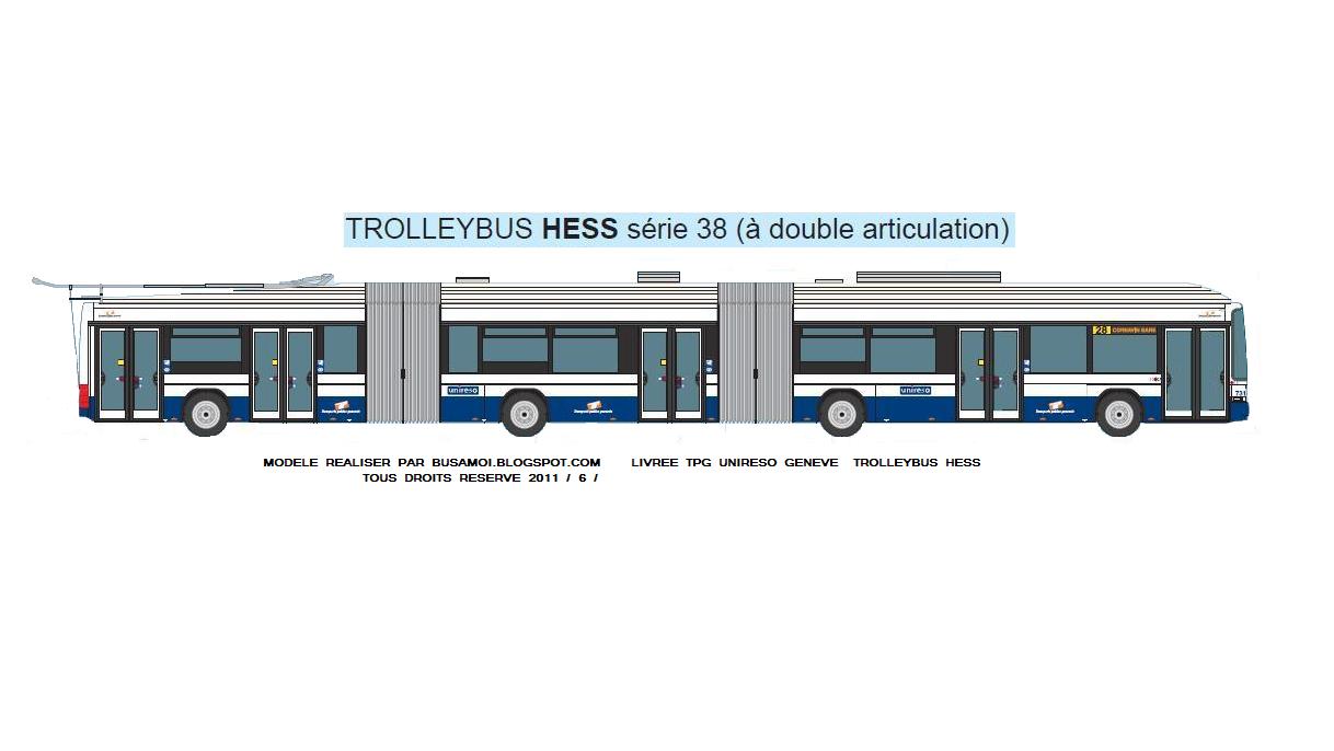 busamoi: Paperbus Trolleybus Hess tpg , série 38 double articulation