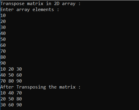 Program To Transpose Matrix In 2D Array ~ Appychip