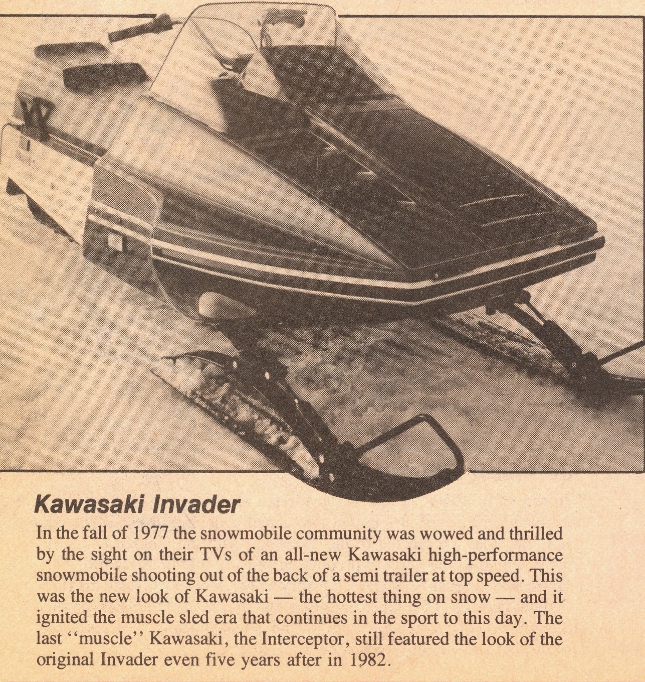 CLASSIC SNOWMOBILES OF THE PAST: THE FIRST KAWASAKI INVADER SNOWMOBILE
