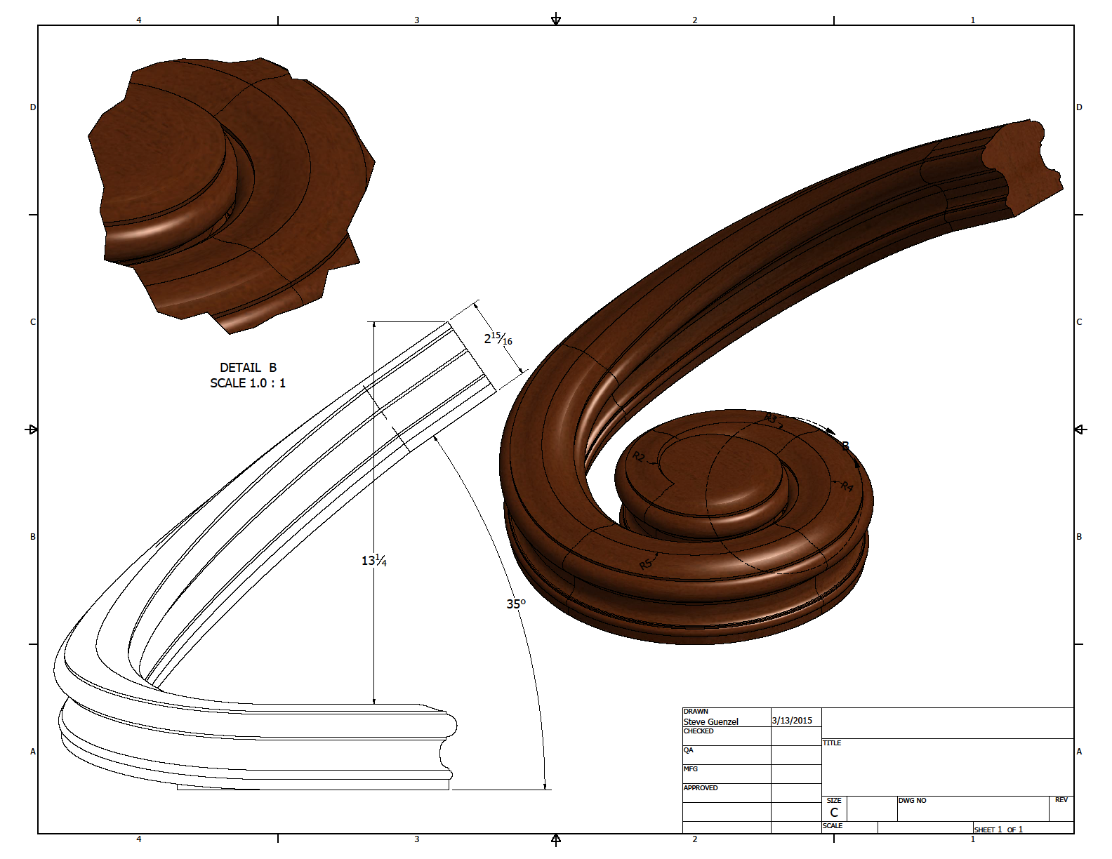 TwistedHandrails.com: Volute Drawing