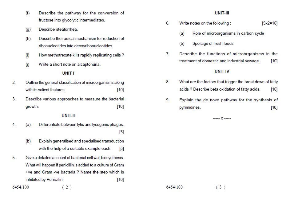 Lucknow University M.Sc.( Semester-II) BIOTECHNOLOGY [ BT - 202 ...