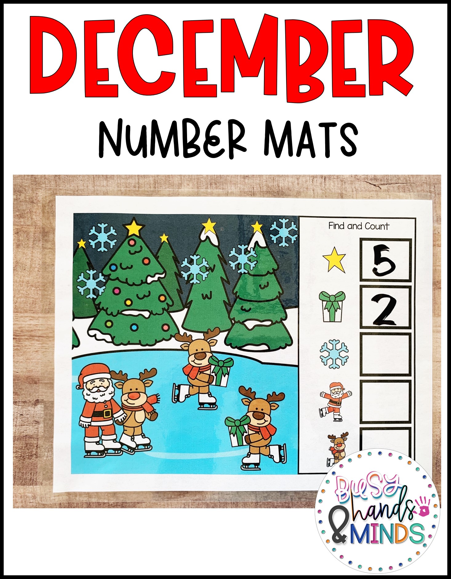 December Number Mats for Preschoolers | Busy Hands and Minds