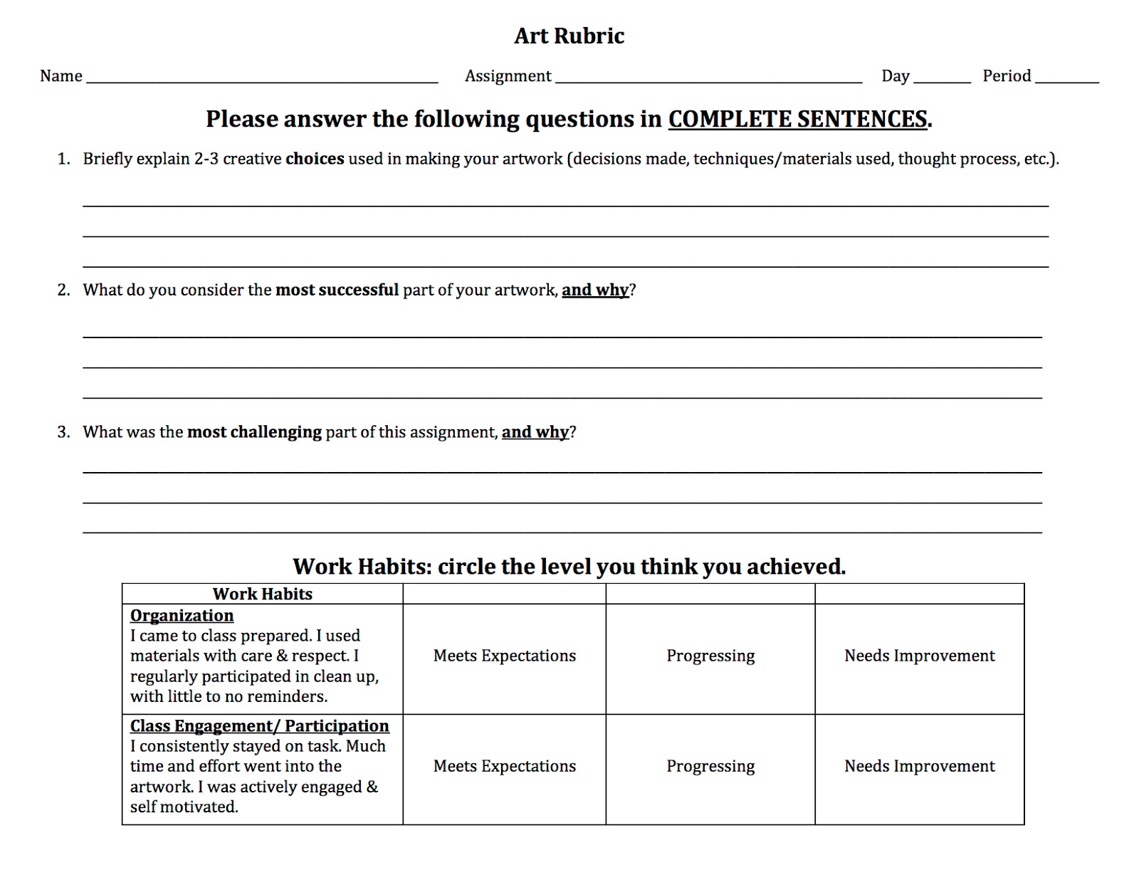 Mrs. Warchol's Art Blog: Class Handouts