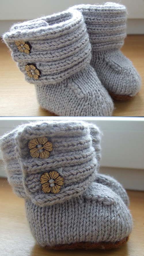 Amazing Knitting: Ribbing Upper Wrap Around Baby Booties - Tutorial