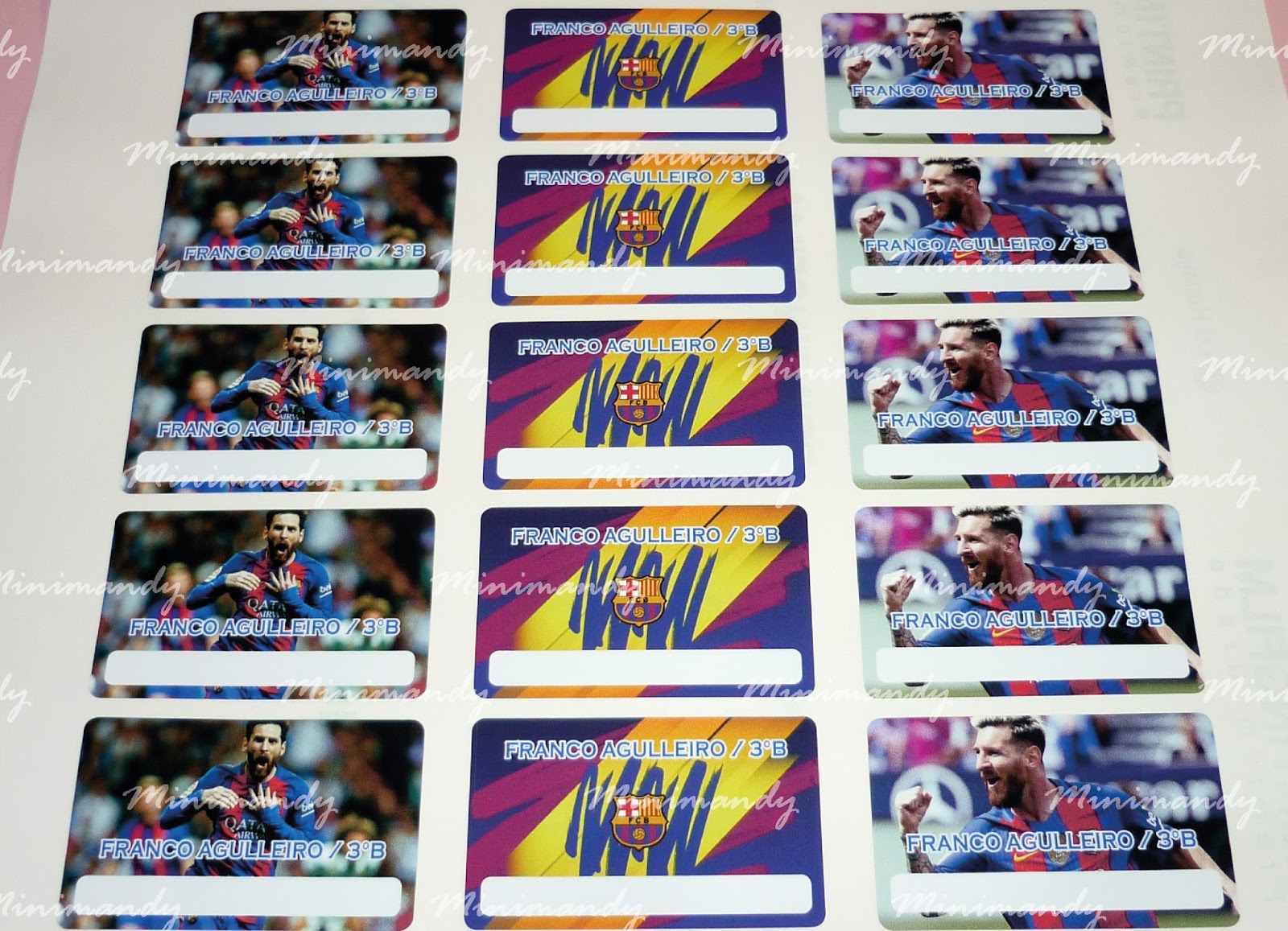 MinimandySign: Etiquetas escolares - Barcelona - Messi