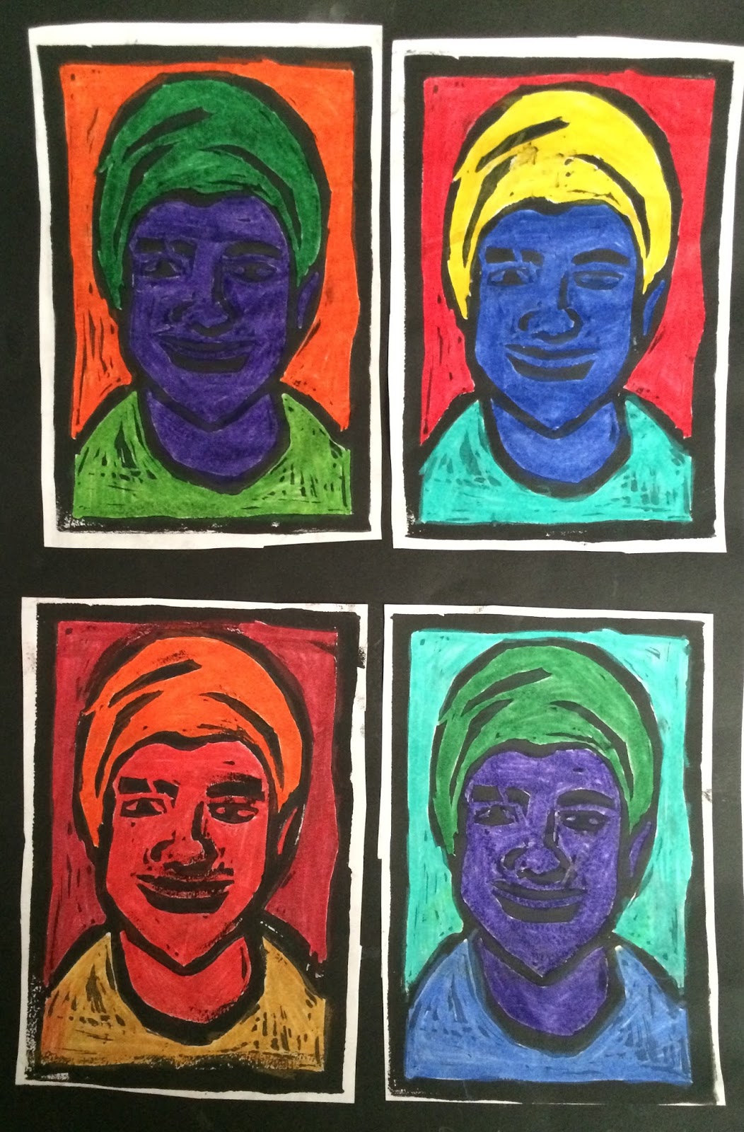 Mrs. Wille's Art Room: 7th & 8th grade self-portrait prints