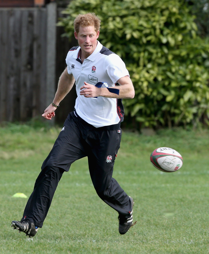 Britain's Prince Harry joined a rugby festival in the north of England