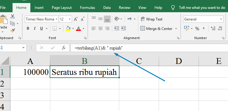 Rumus Terbilang Excel 2007, 2010, 2016