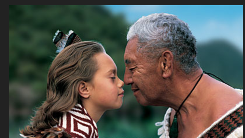 Kiwi Adventure: Powhiri,Maori welcome with a press of the nose.