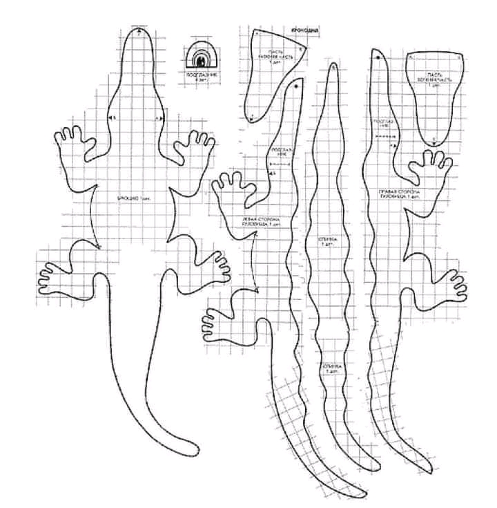 Jacaré em feltro com molde | Molde para imprimir