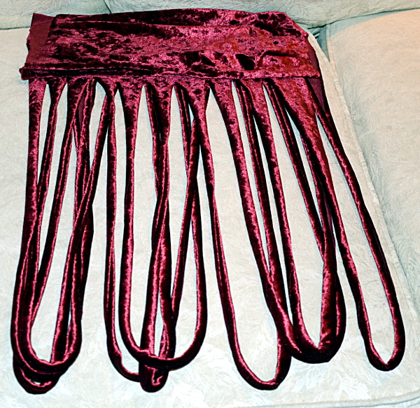 Outside of reading: Project: Red Velour Spaghetti Scarf