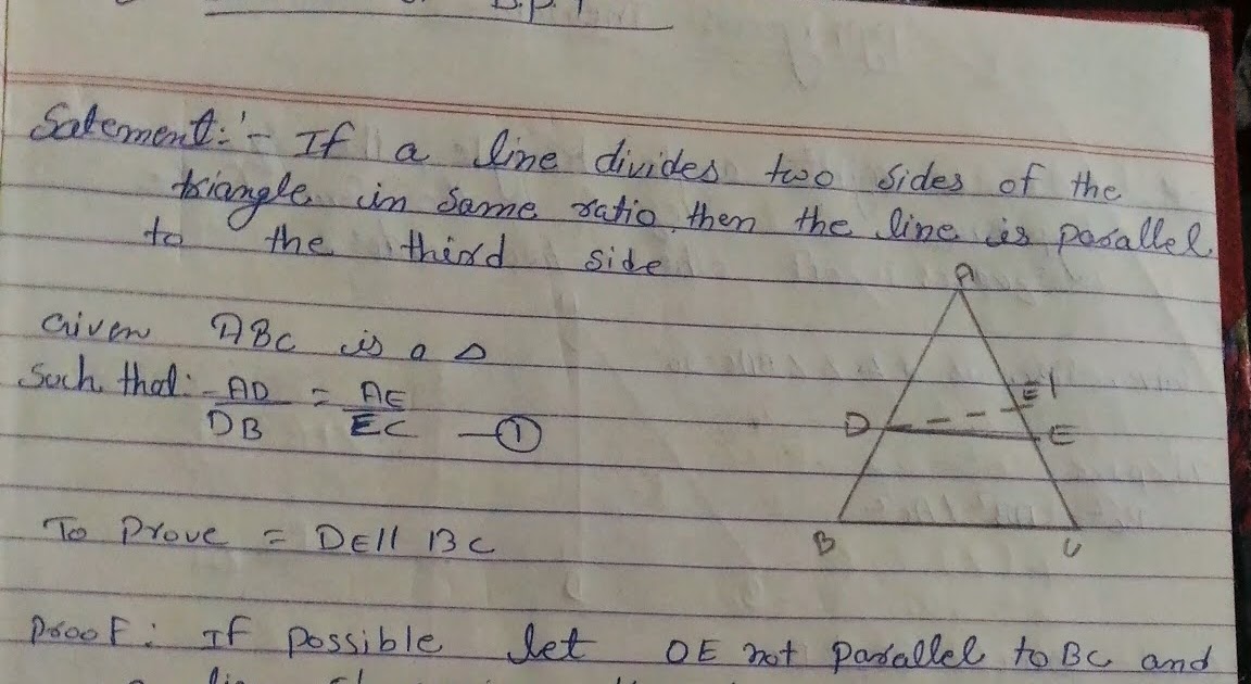 Prove of converse of B.P.T(Basic Proportional Theorem) class 10