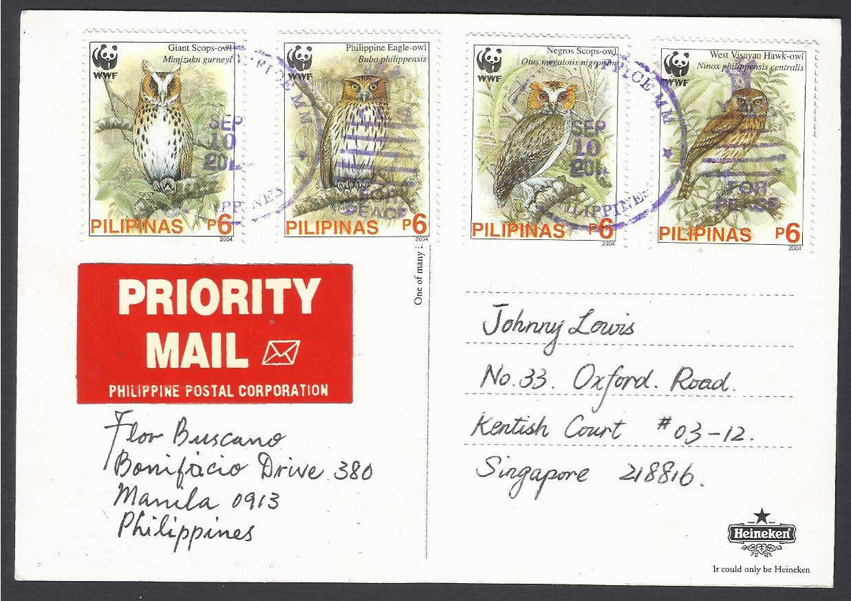 Airmail Labels and Bird Stamps on Post Cards: Phillipines